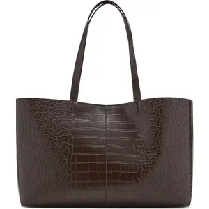 Mango Faux Leather Shopper Tote - Chocolate