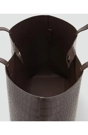 Mango Faux Leather Shopper Tote - Chocolate