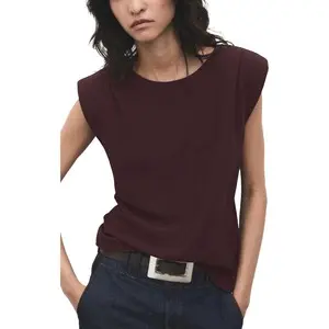 Mango Ruched Strong Shoulder Top - Chocolate