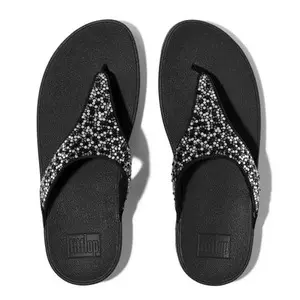 Fitflop Lulu Crystal-mix Toe-post Sandals - All Black