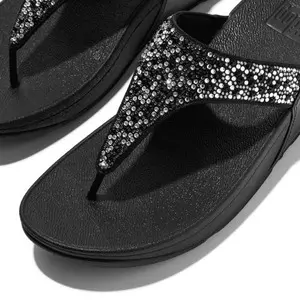Fitflop Lulu Crystal-mix Toe-post Sandals - All Black