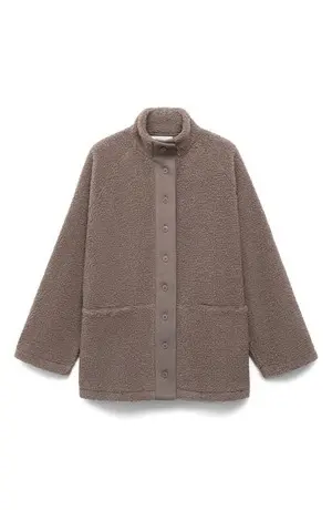 Mango Textured Fleece Cardigan