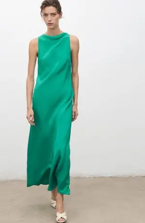 Mango Sleeveless Satin Cocktail Dress