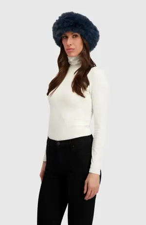LYLA GRANT Fur-free Fox Headband - Navy