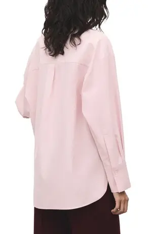 Mango Oversized Button-up Shirt - Pastel Pink