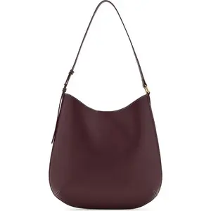 Mango Large Oval Faux- Shoulder Bag - Burgundy