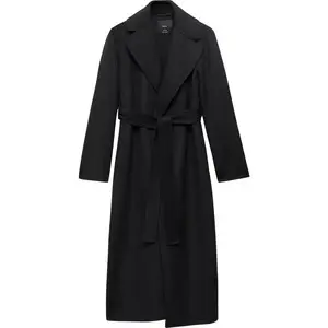 Mango Wool-blend Wrap Coat - Black