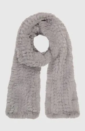 LYLA GRANT Fur-free Rex Rabbit Knit Scarf - Light Gray