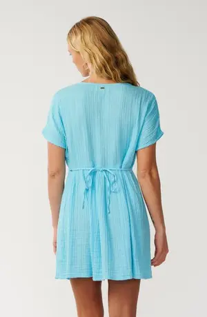 Rip Curl Premium Surf Cotton Gauze Babydoll Dress - Sky Blue