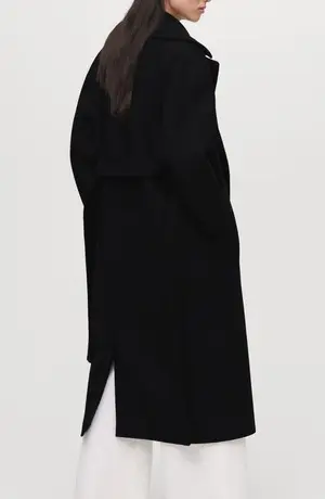 Mango Belted Wool-blend Coat - Black