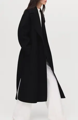 Mango Belted Wool-blend Coat - Black