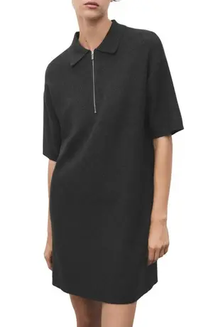 Mango Knit Quarter-zip Polo Dress
