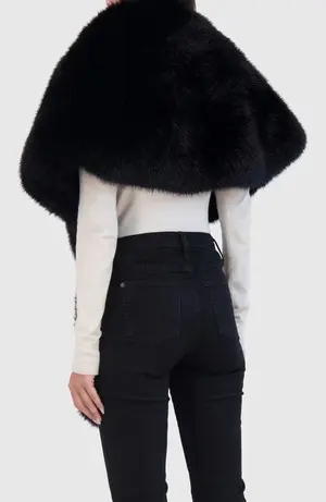 LYLA GRANT Fur-free Fox Stole - Black