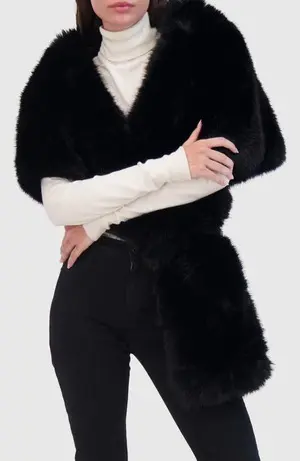 LYLA GRANT Fur-free Fox Stole - Black