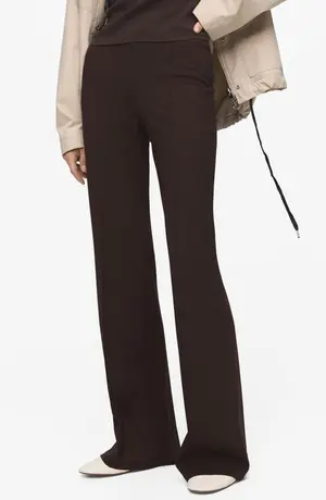 Mango Seamed Detail Flare Leggings - Brown