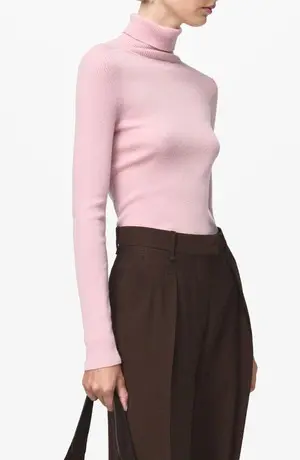 Mango Turtleneck Wool Sweater - Pastel Pink