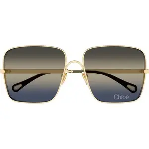 Chloé 61mm Gradient Square Sunglasses - Gold