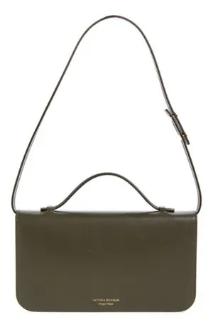 Victoria Beckham Midi Dorian Leather Top Handle Pouchette Bag - Dark Olive