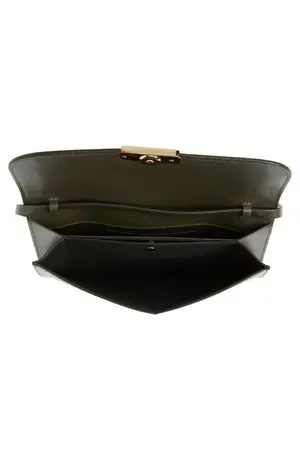 Victoria Beckham Midi Dorian Leather Top Handle Pouchette Bag - Dark Olive