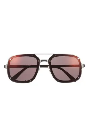 Cartier 58mm Navigator Sunglasses - Black