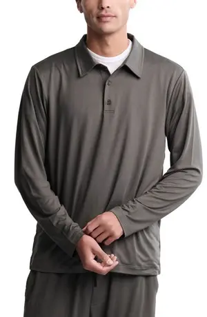 Barefoot Dreams Malibu Collection Butterchic Long Sleeve Polo - Dark Moss
