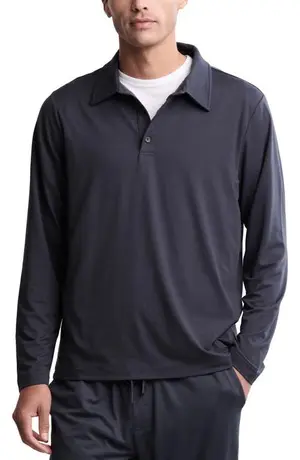Barefoot Dreams Malibu Collection Butterchic Long Sleeve Polo - Indigo