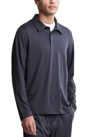 Barefoot Dreams Malibu Collection Butterchic Long Sleeve Polo - Indigo