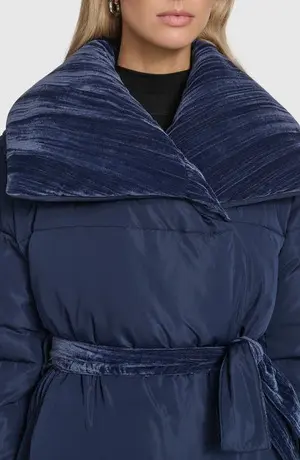 Andrew Marc Emerson Velvet Lined Puffer Coat - Lapis