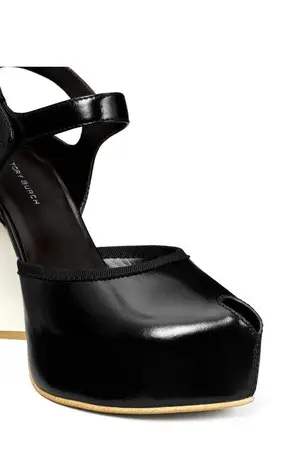 Tory Burch Ankle Strap Peep Toe Platform Pumps - Perfect Black