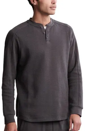 Barefoot Dreams Waffle Knit Henley - Carbon