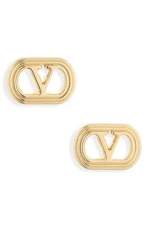 Valentino Garavani Vlogo Ovalette Stud Earrings - Oro