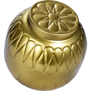 STORIED HOME Decorative Embossed Metal Container - Gold