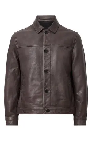 ALLSAINTS Nates Leather Jacket - Trail Brown