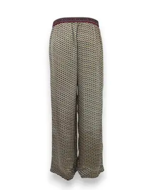 MONZLAPUR Embossed Botanical Crepe Pant - Forest Plum