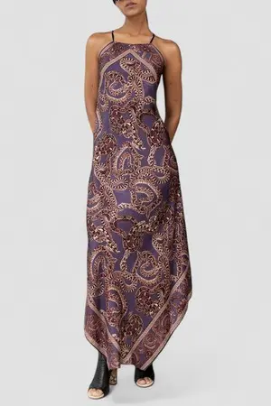 MONZLAPUR Silk Snake Print Maxi Dress