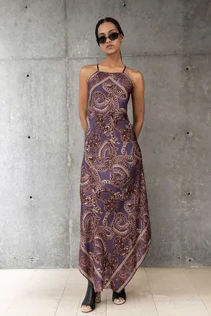 MONZLAPUR Silk Snake Print Maxi Dress