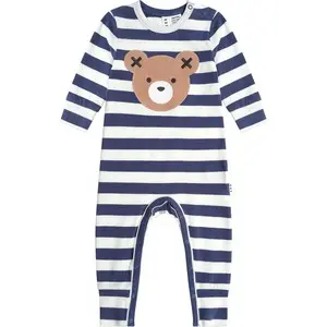 HUXBABY Stripe Huxbear Romper - French Navy/almond Milk