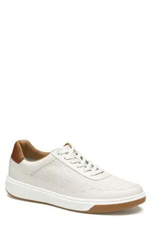 Johnston & Murphy Dawson Perforated Leather Sneakers - White Full Grain