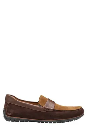 Johnston & Murphy Cort 2.0 Penny Loafer - Brown Multi Suede/full Grain