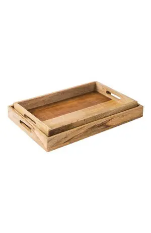 MELA ARTISANS Rustic Elegance Two-tone Serving Tray Set - Brown