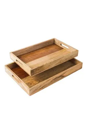 MELA ARTISANS Rustic Elegance Two-tone Serving Tray Set