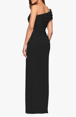 XSCAPE EVENINGS One-shoulder Knit Gown - Black