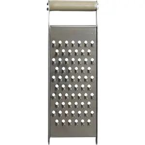 STORIED HOME Steel Grater With Mango Wood Handle - Grey