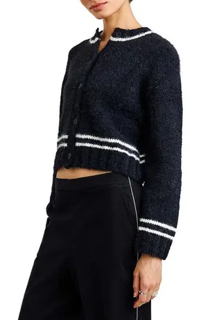 Bella Dahl Contrast Stripe Crop Cardigan