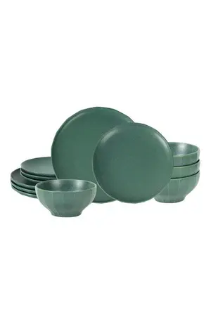 STONE + LAIN Rio Stoneware 12-piece Dinnerware Set - Green