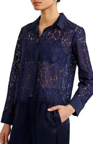 Bella Dahl Lace And Satin Button-up Shirt
