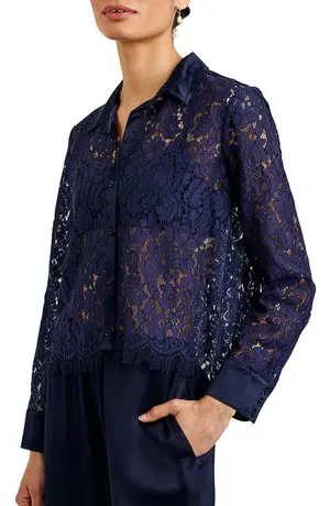 Bella Dahl Lace And Satin Button-up Shirt