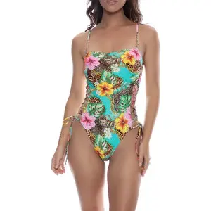 Luli Fama Chain Laced Up One-piece Swimsuit - Floral