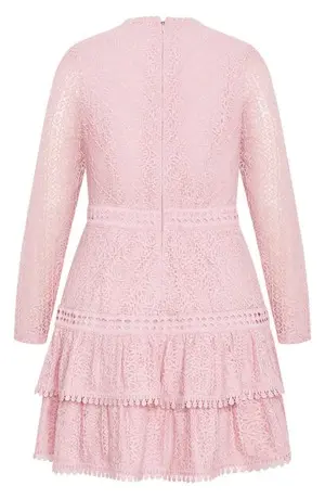 City Chic Gabriella Long Sleeve Lace Minidress