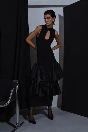 ET OCHS Antoinette Knit Combo Dress - Black
